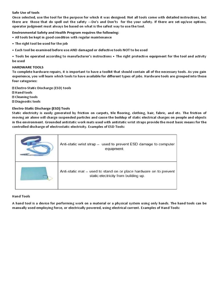 Safe Use of Tools | PDF