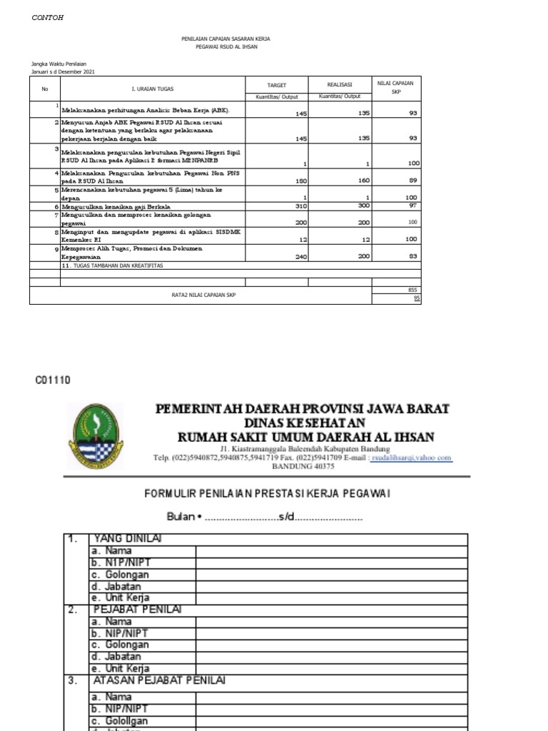 Contoh Pengisian SKP Dan DP3 | PDF