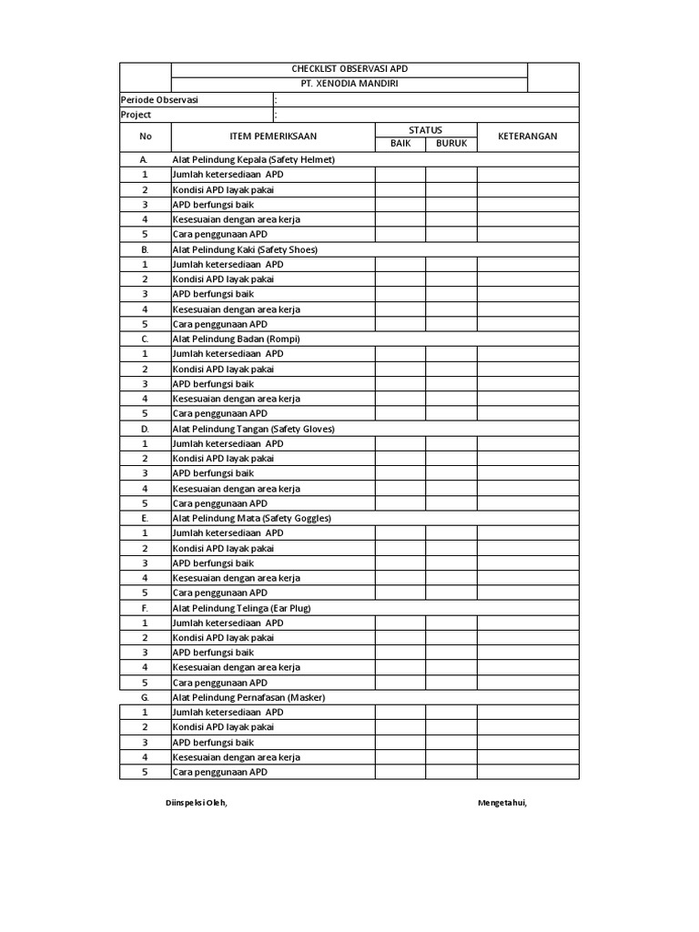 Checklist Apd | PDF