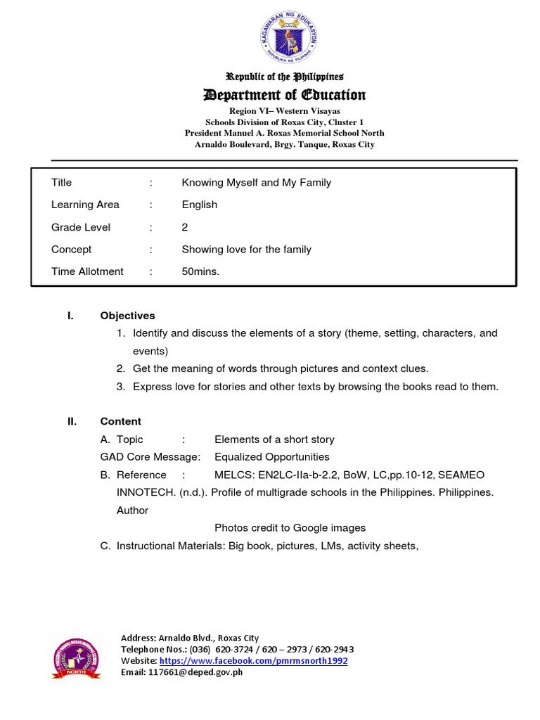 Grade 2 English Lesson Plan: Family Themes | PDF | Social Science