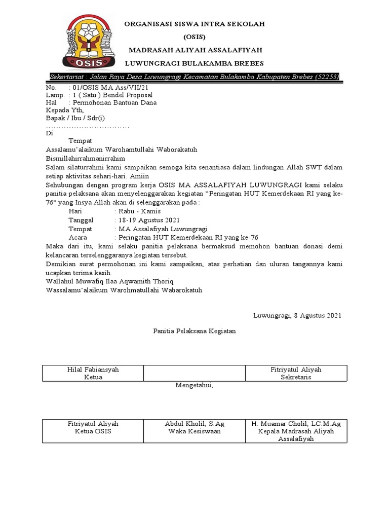 Proposal Kegiatan Osis | PDF
