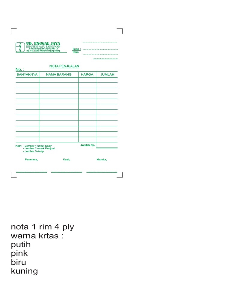 Nota Ud Enggal Jaya | PDF