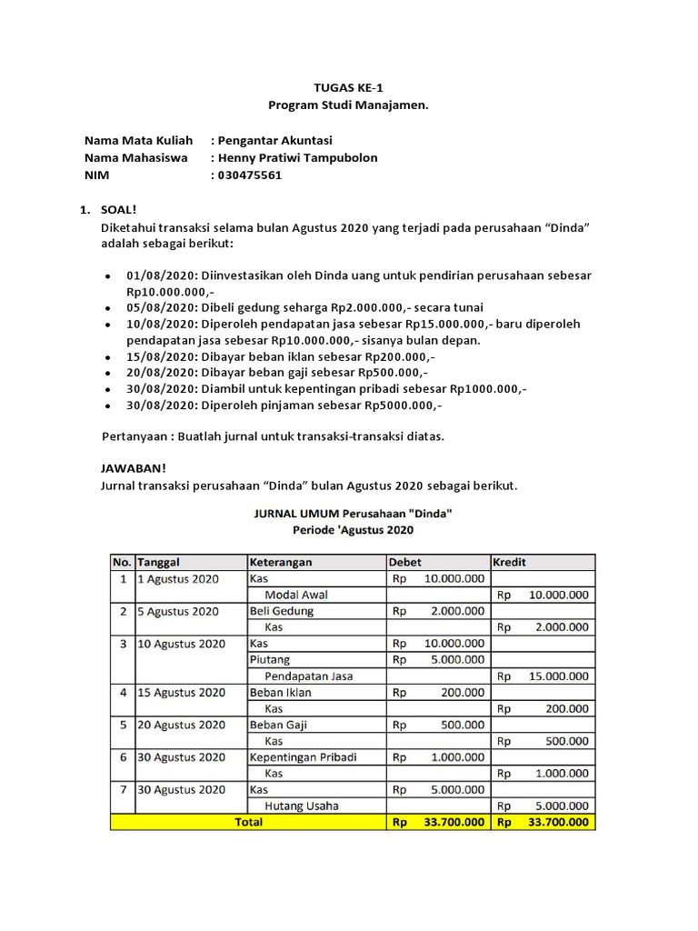Tugas 1 Akuntansi | PDF