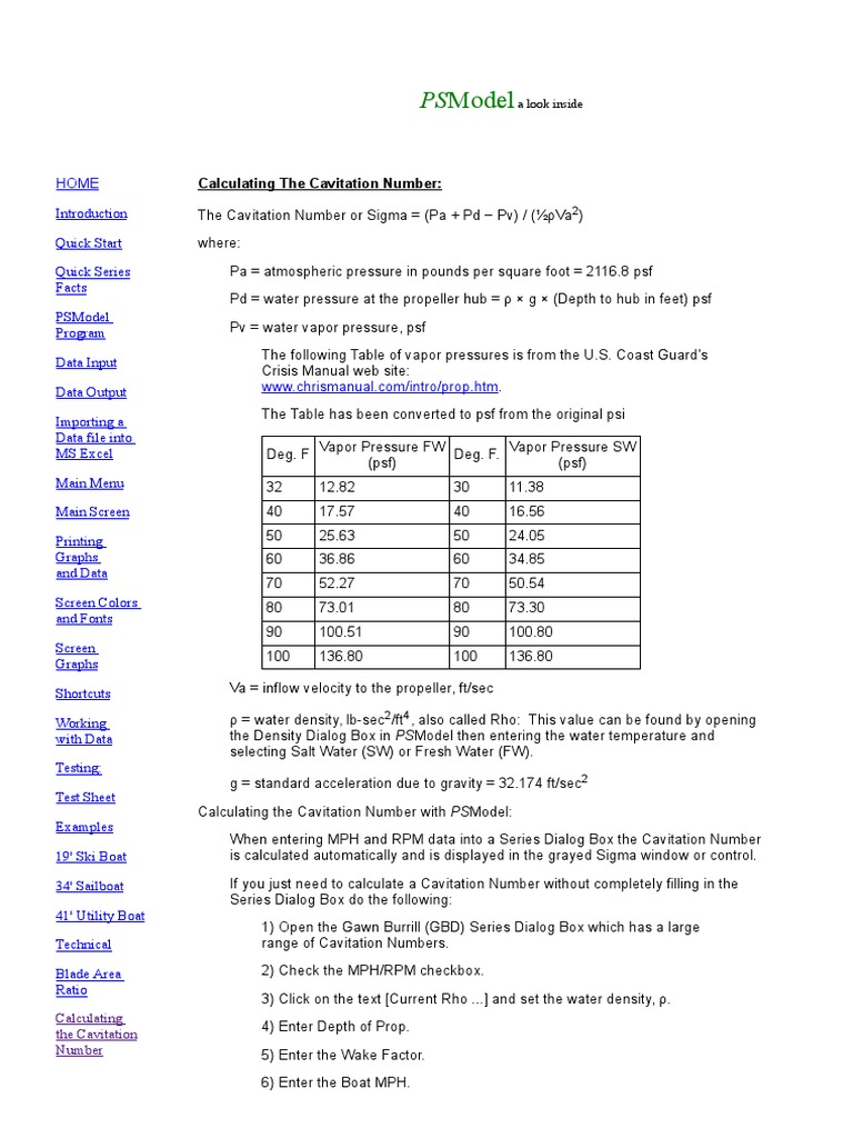 Cavitation Number Calculation Guide | PDF | Pressure | Propeller