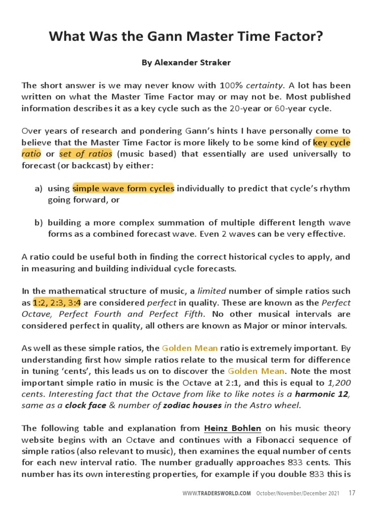 What Was The Gann Master Time Factor | PDF | Interval (Music) | Cent ...