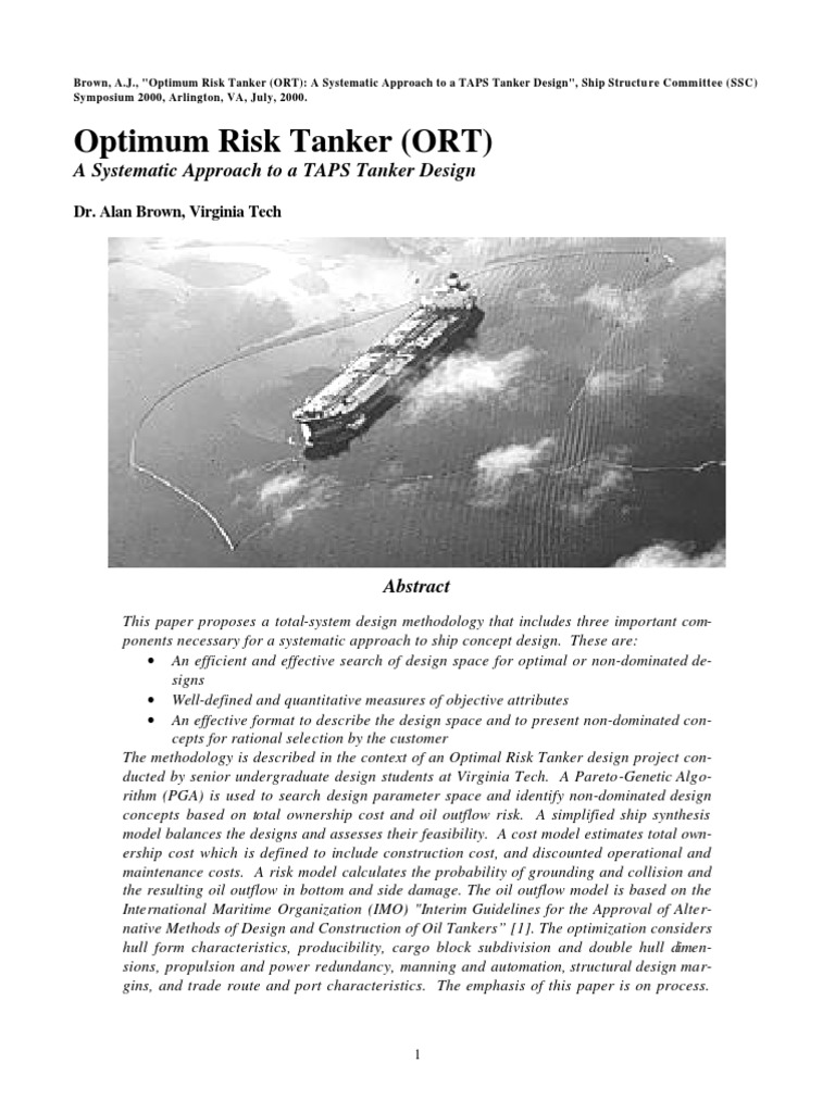 Optimum Risk Tanker (ORT) | PDF | Horsepower | Mathematical Optimization