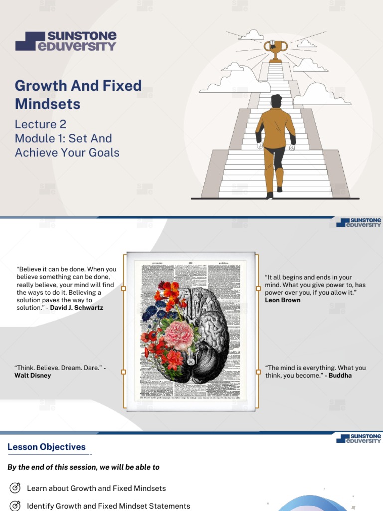 Presentation 2 - Growth and Fixed Mindsets | PDF | Mindset | Cognition