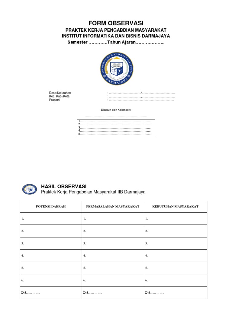 Form Observasi Mahasiswa Terbaru | PDF