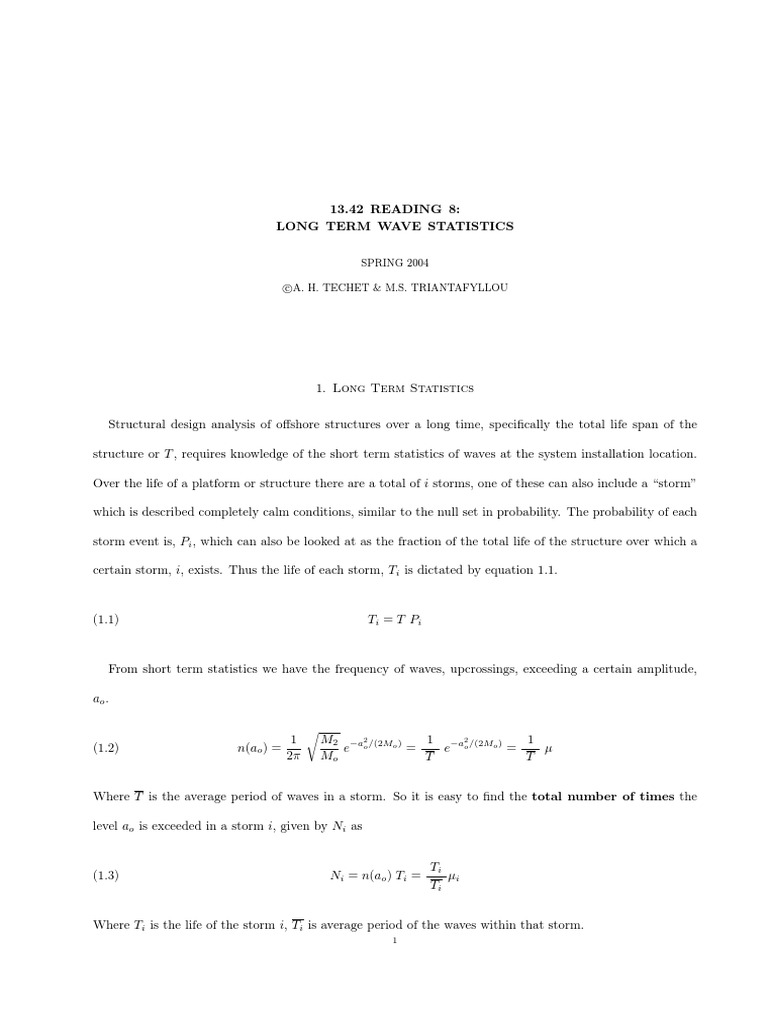 Calculating the Probability of Extreme Wave Heights: A Statistical ...