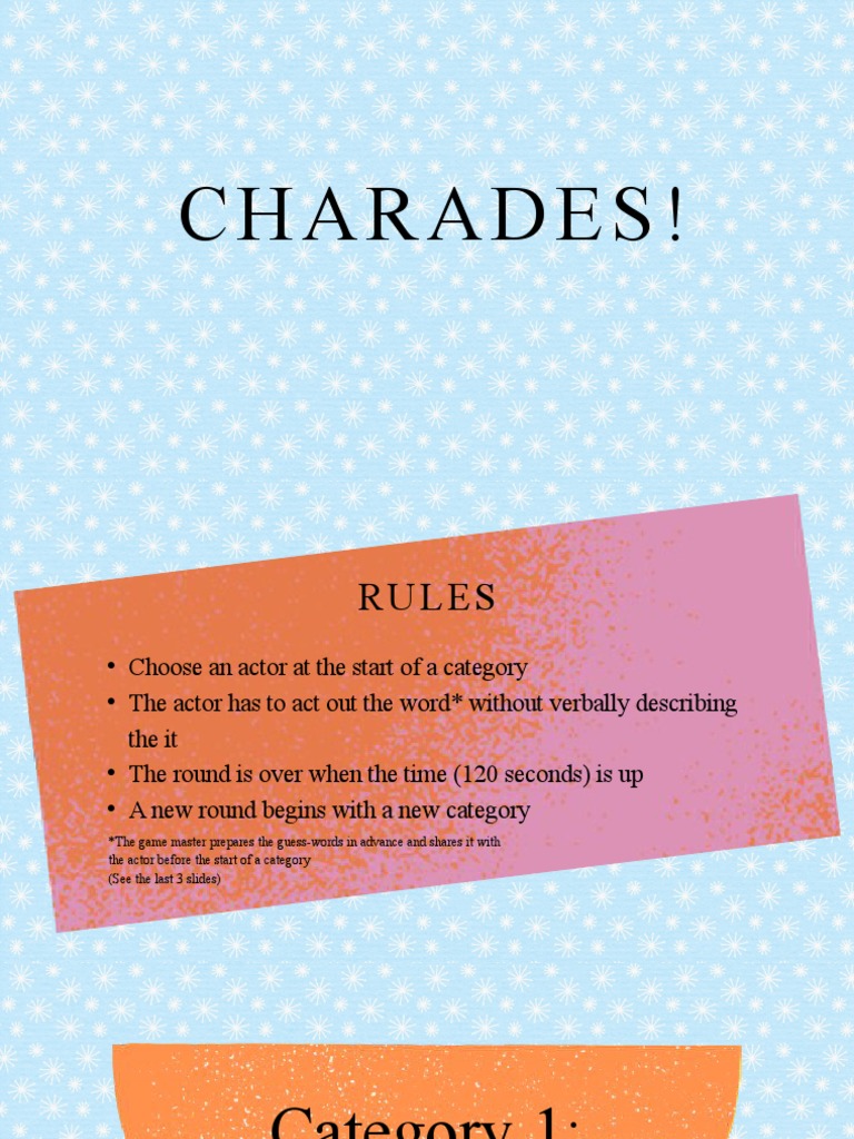 Cute Bold Animated Colourful Charades Game Deck Presentation | PDF