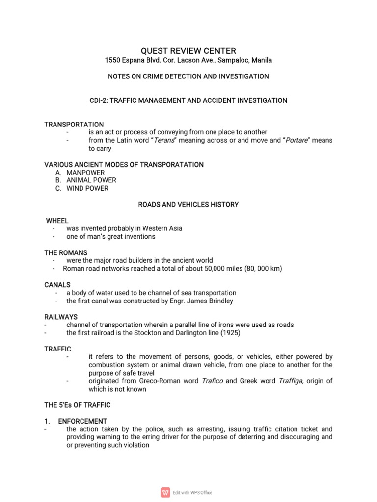 (Cdi) Traffic Management and Accident Investigation | PDF