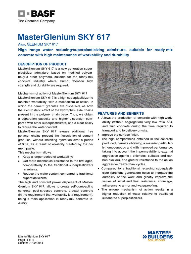 MasterGlenium SKY 617 (Ingles) | PDF | Concrete | Materials