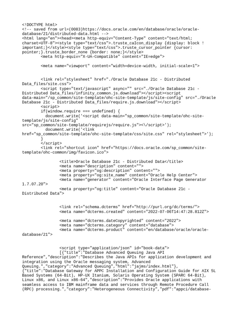 Oracle Database 21c - Distributed Data | PDF | Databases | Oracle ...