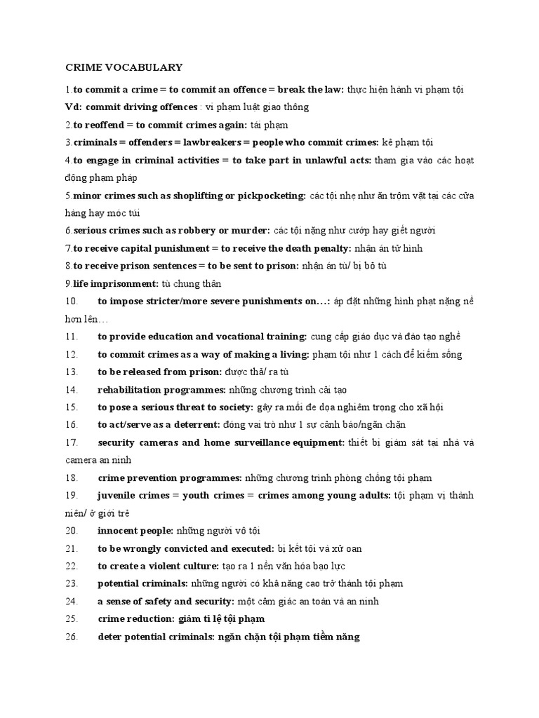 Crime Vocabulary | PDF