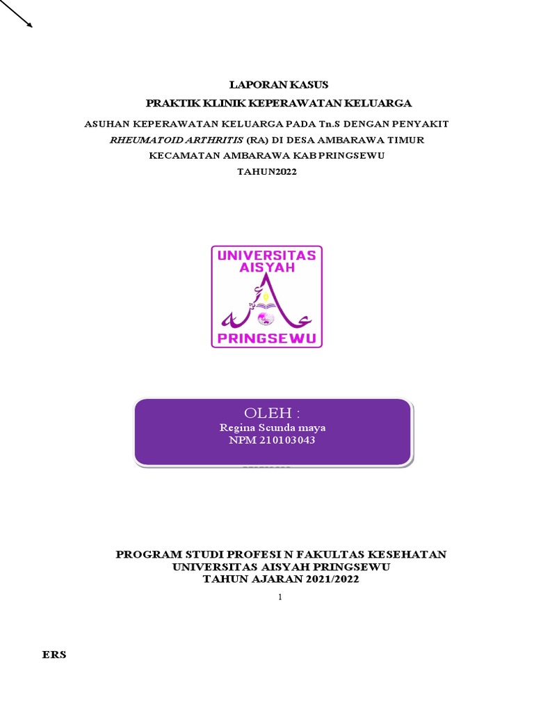 Laporan Kasus Askep Keluarga Rematik Regina | PDF | Sains & Matematika