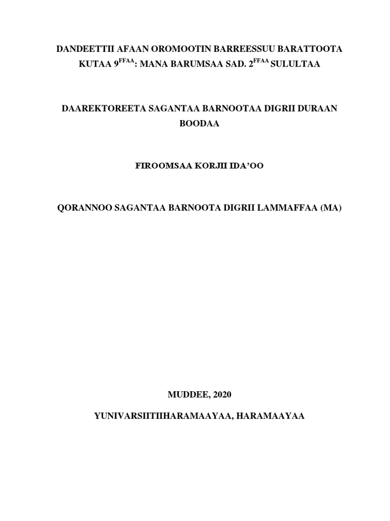 Firoomsaa Korjii Ida'Oo | PDF