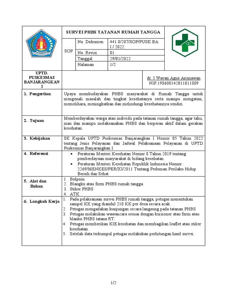 Survei PHBS RT | PDF | Pengembangan Diri | Kesehatan Holistik