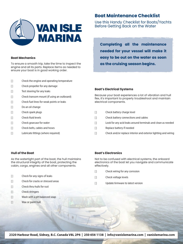 Boat Maintenance Checklist Web | PDF | Boats | Electrical Wiring