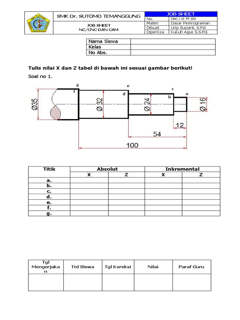 03 Job Sheet Absolut Inkremental | PDF