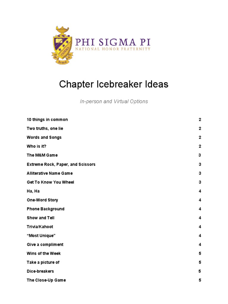 Chapter Icebreaker Ideas | PDF | Color