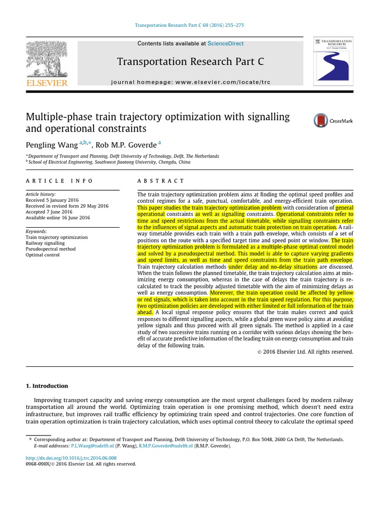 Multiple-Phase Train Trajectory Optimization With Signalling and Operational Constraints | PDF ...