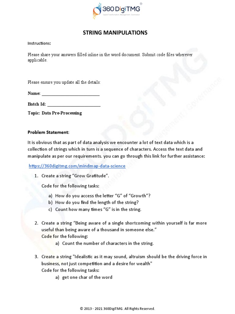 String Manipulation Problem Statement Pdf String Computer Science Information Age