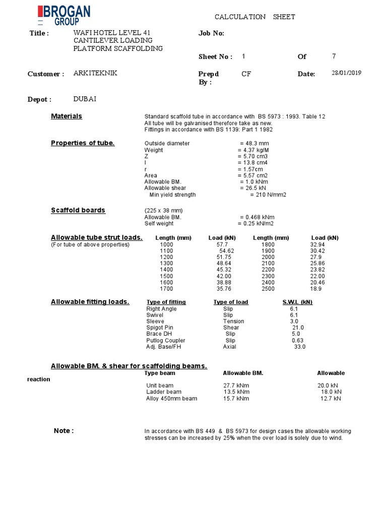 Calculation - Loading Platform | PDF | Scaffolding | Mechanical Engineering