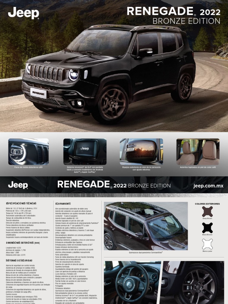 Jeep Renegade Bronze Edition 2022 Ficha Tecnica | PDF | Airbag | Sistema de freno antibloqueo