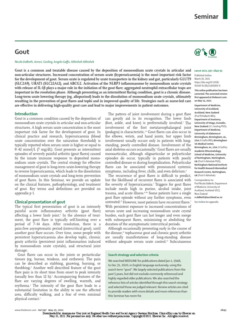 Seminar: Nicola Dalbeth, Anna L Gosling, Angelo Gaffo, Abhishek ...