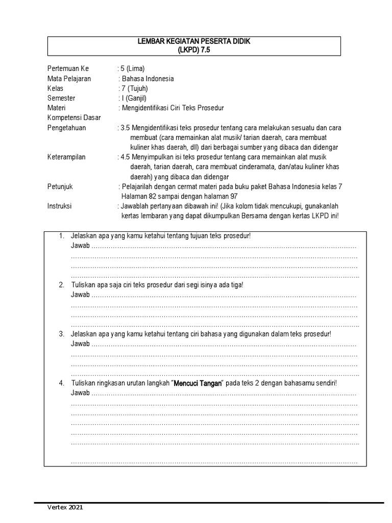 LKPD 5, 6, 7 Dan 8 BAHASA INDONESIA KELAS 7 ROBIYATUL ADAWIYA | PDF