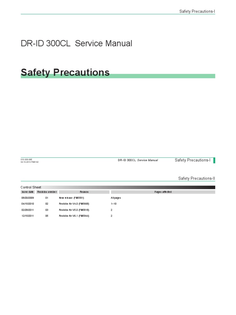 DR-ID 300CL Service Manual: Safety Precautions | PDF | Electromagnetic ...