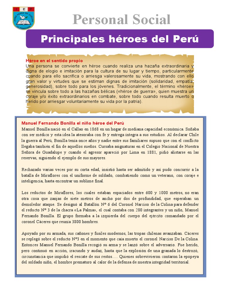 Principales Heroes Del Peru | PDF | América del Sur | Perú