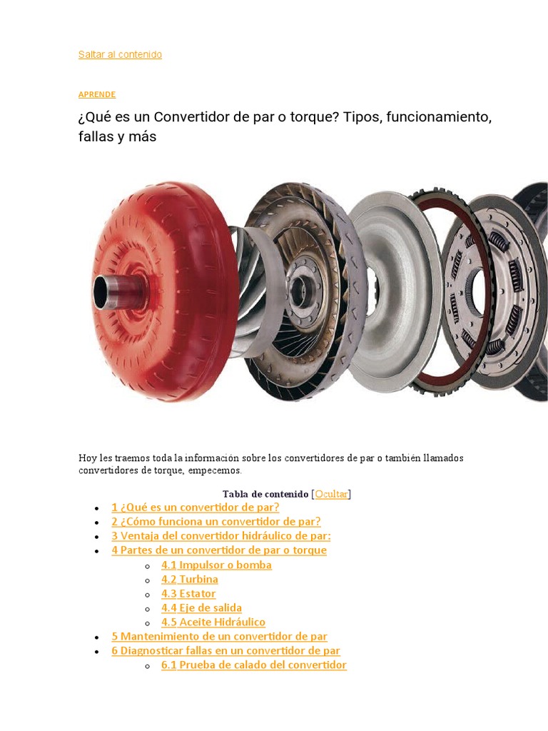 Convertidor de Par | PDF | Transmisión (Mecánica) | Embrague