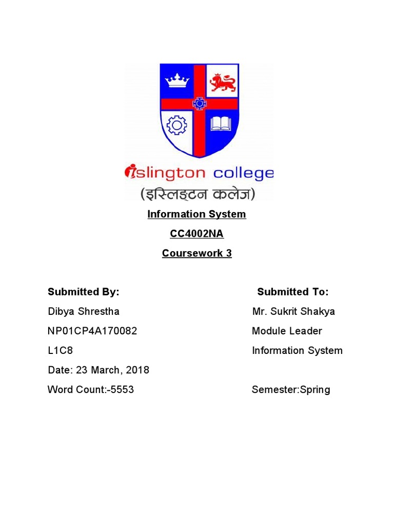 2017-18 A CC4002NA A3 CW Coursework NP01CP4A170082 Dibya Shrestha | PDF | Relational Database ...