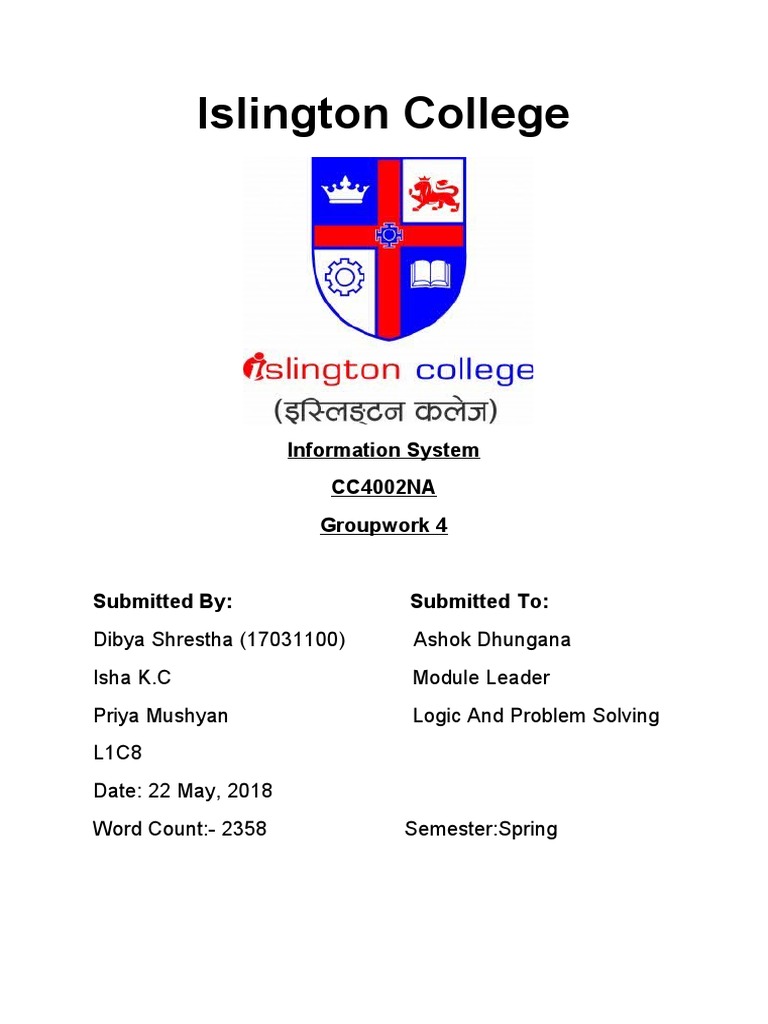 Islington College: Information System CC4002NA Groupwork 4 | PDF ...