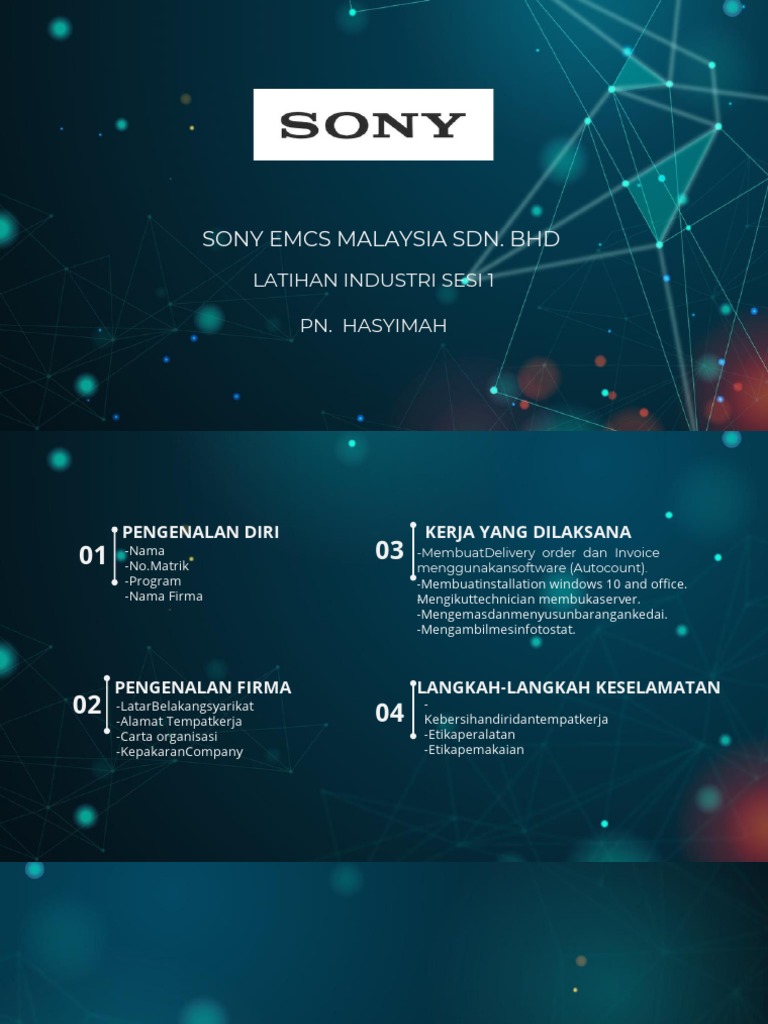 Sony Emcs Malaysia Sdn. BHD: Latihan Industri Sesi 1 Pn. Hasyimah | PDF ...