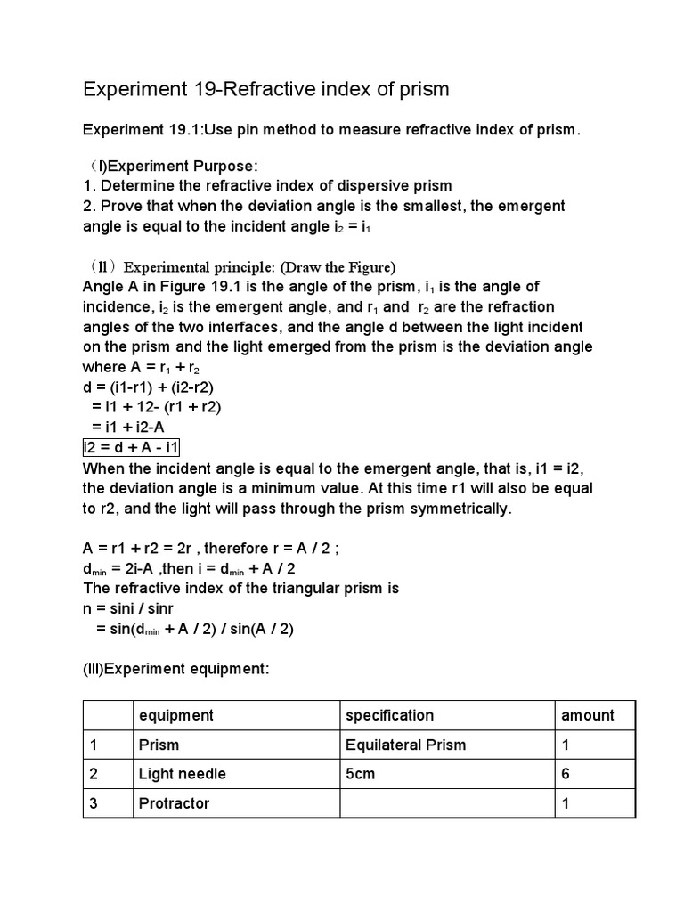 Refractive Index Measurement of Prism | PDF | Prism | Electrodynamics