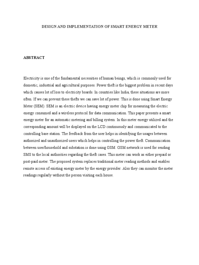 07-Design and Implementation of Smart Energy Meter | PDF | Transformer ...