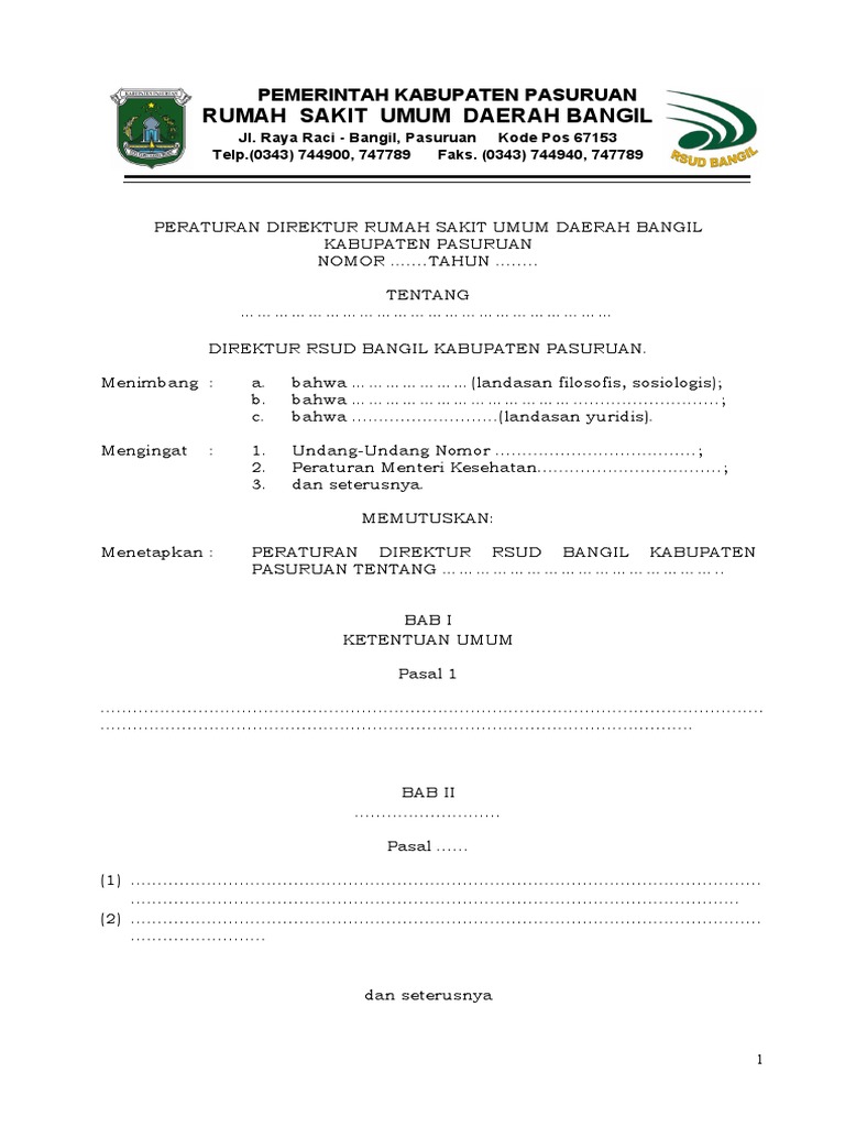 Pedoman Organisasi RSUD Bangil | PDF