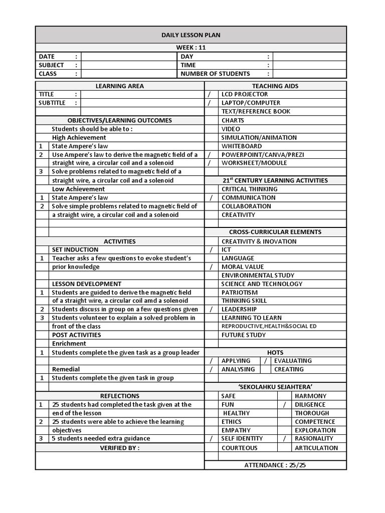 Daily Lesson Plan Physics STPM | PDF | Lesson Plan | Educational Technology