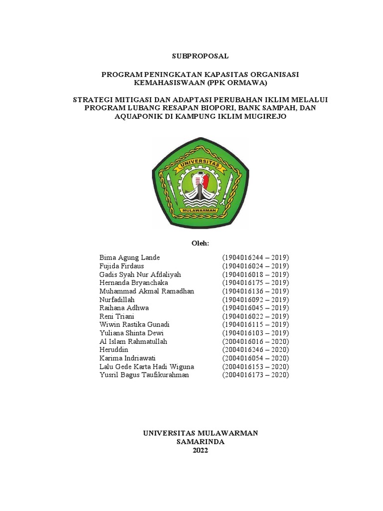 Subproposal PPK Ormawa Rev 1 - KK | PDF | Sains & Matematika
