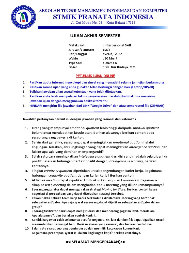 UAS Interpersonal Skill B - Muhammad Ridwan | PDF