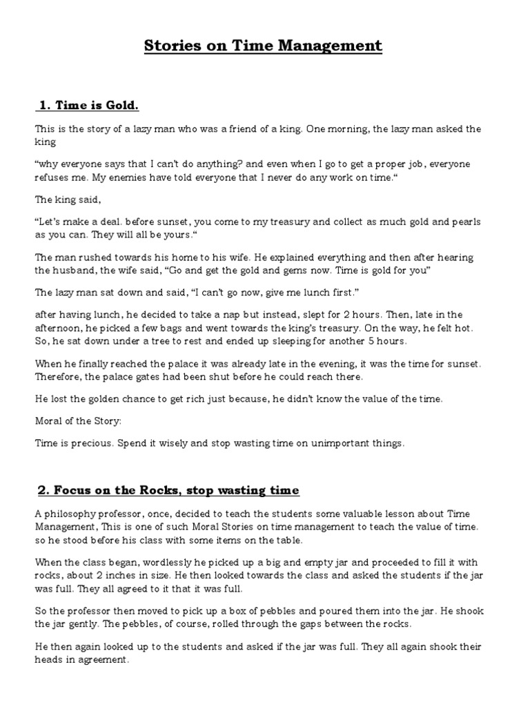 Stories On Time Management | PDF