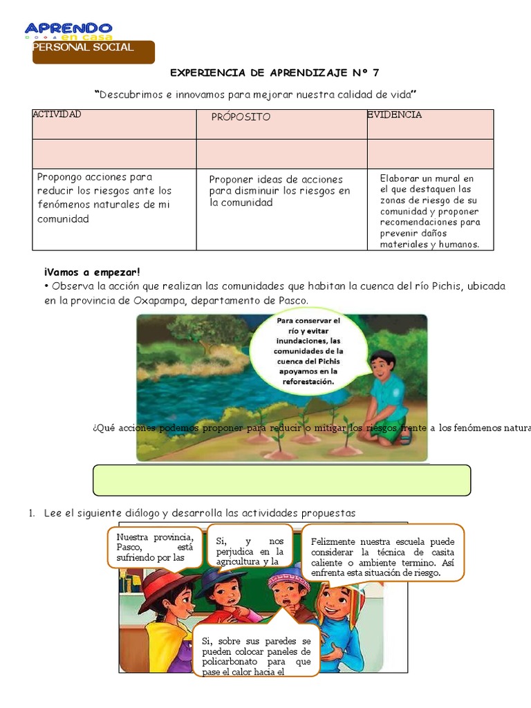 PERSONAL Propongo Acciones para Reducir Los Riesgos Ante Los Fenómenos | PDF | Riesgo | Cognición