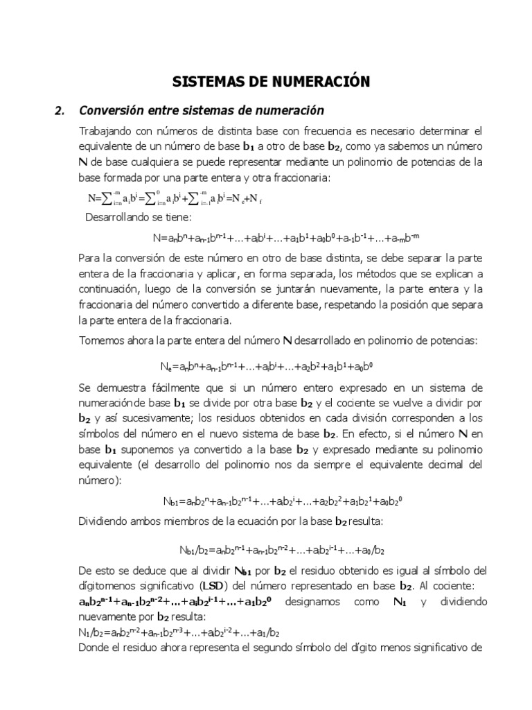 1.2 Conversiones Entre Sistemas Numéricos | PDF | Decimal | Poco