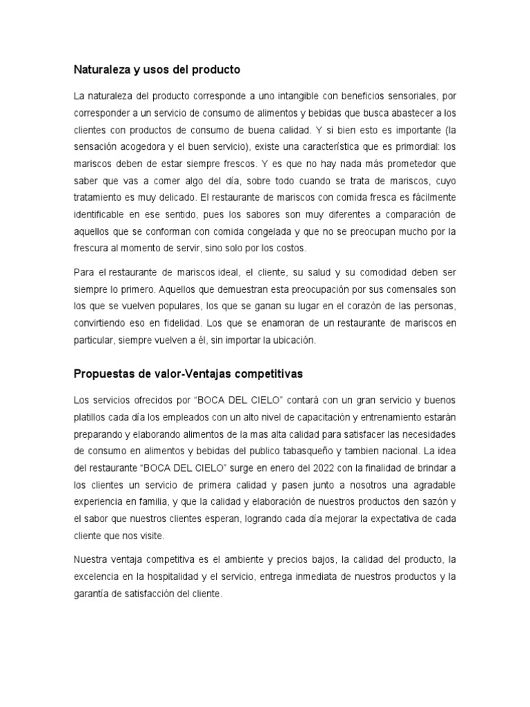 Naturaleza y Usos Del Producto | Descargar gratis PDF | Calidad (comercial) | Cliente