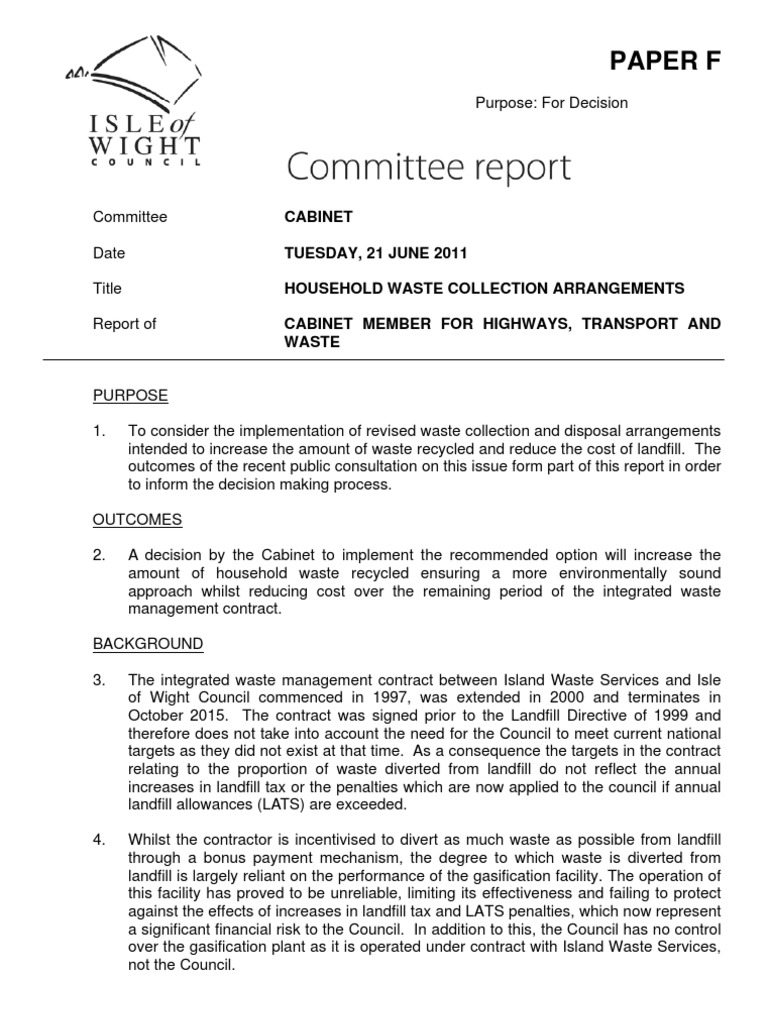 Waste Management Committee Report | Recycling | Waste