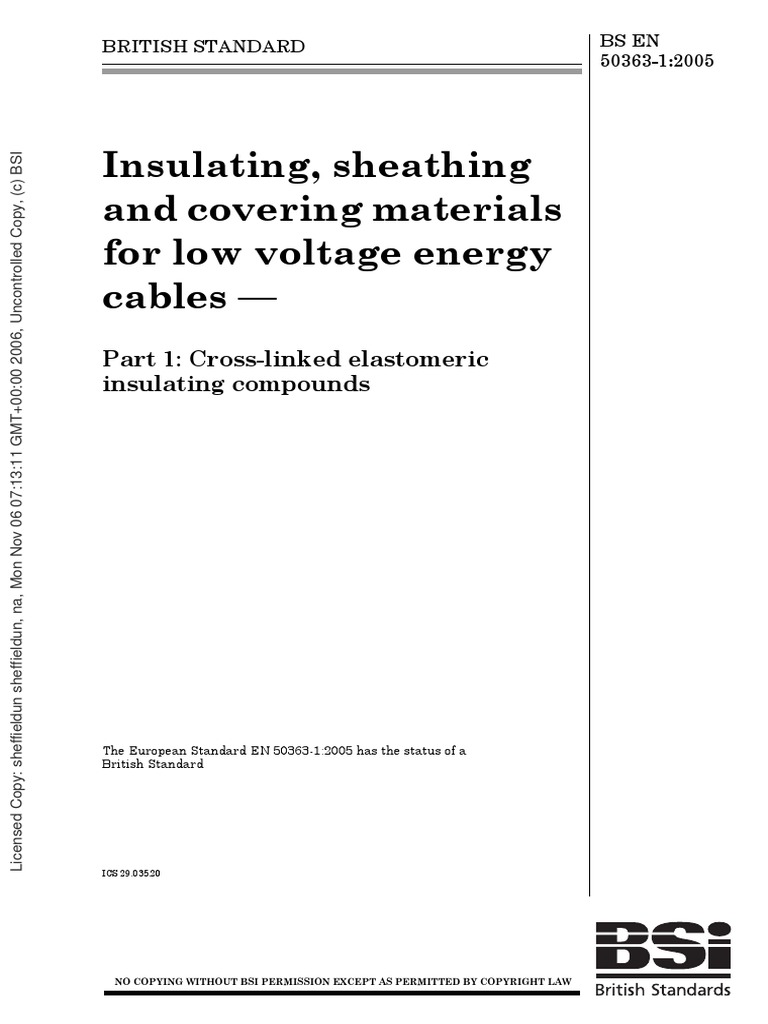 BS EN 50363-1-2005 - Cable-Elastomeric | PDF | Materials
