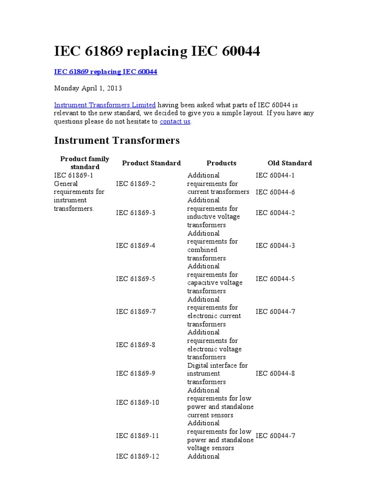 IEC 61869 Standards Overview | PDF | Transformer | Metrology
