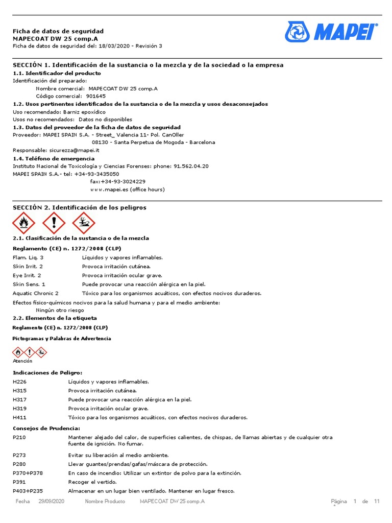 Ficha de Seguridad | PDF | Toxicidad | Residuos